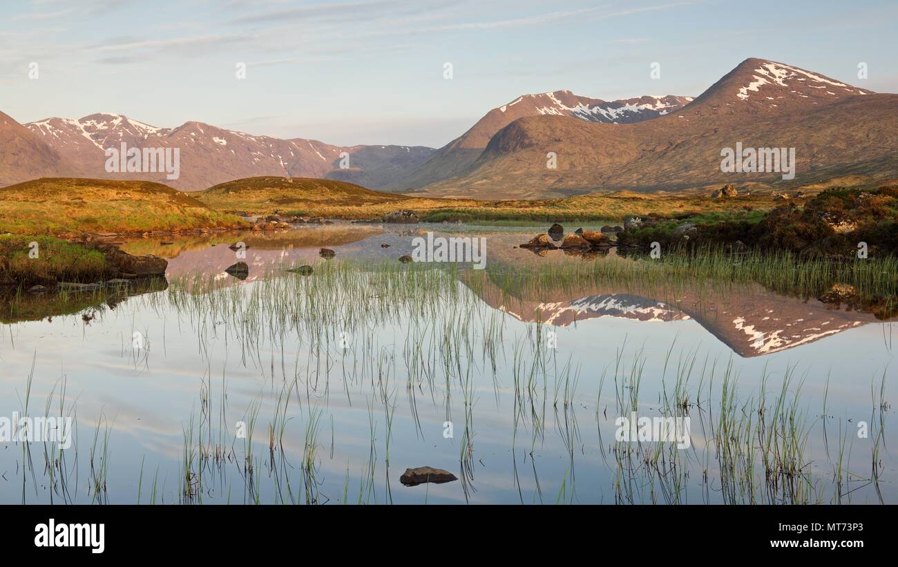 Early morning reflections of the black mount range taken from the still ...