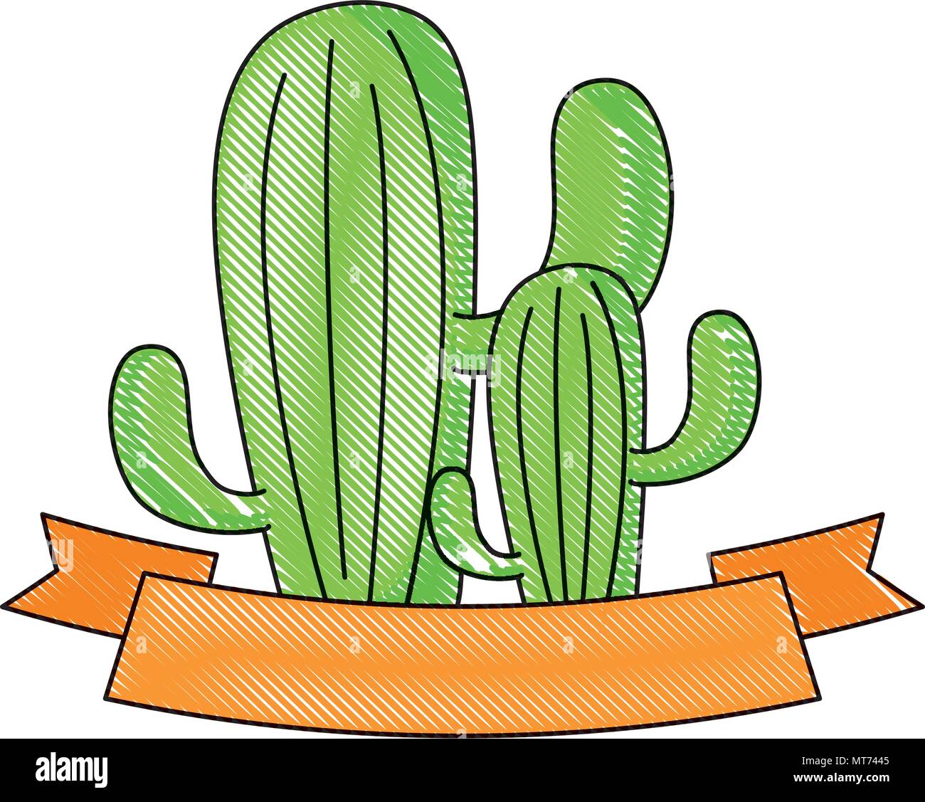 decorative ribbon with cactus over white background, colorful design ...