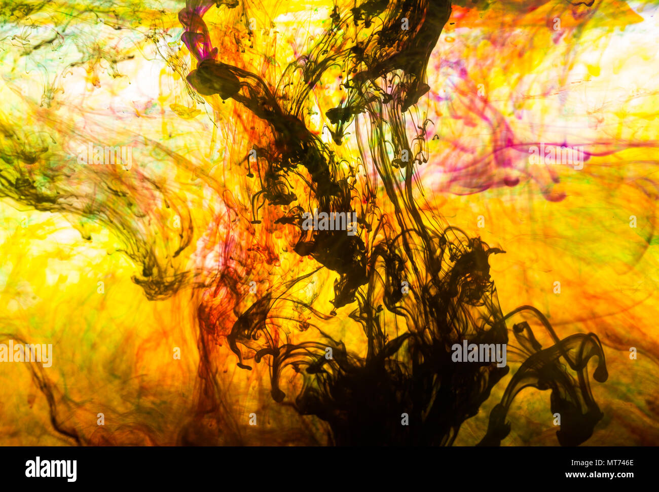 Acrylic colors and ink in water. Abstract background Stock Photo - Alamy