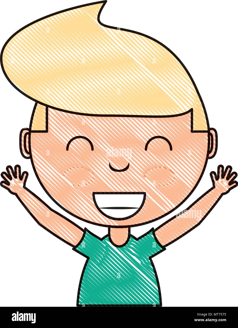 cartoon excited boy icon over white background, colorful design. vector ...