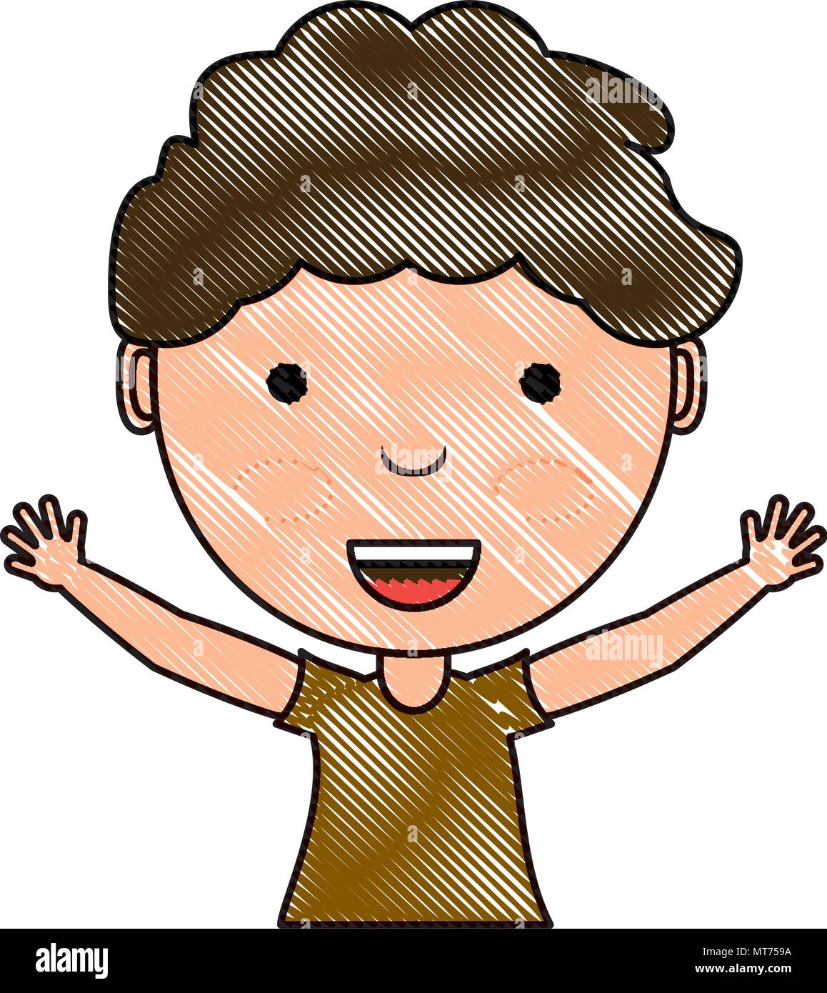 cartoon excited boy icon over white background, colorful design. vector ...