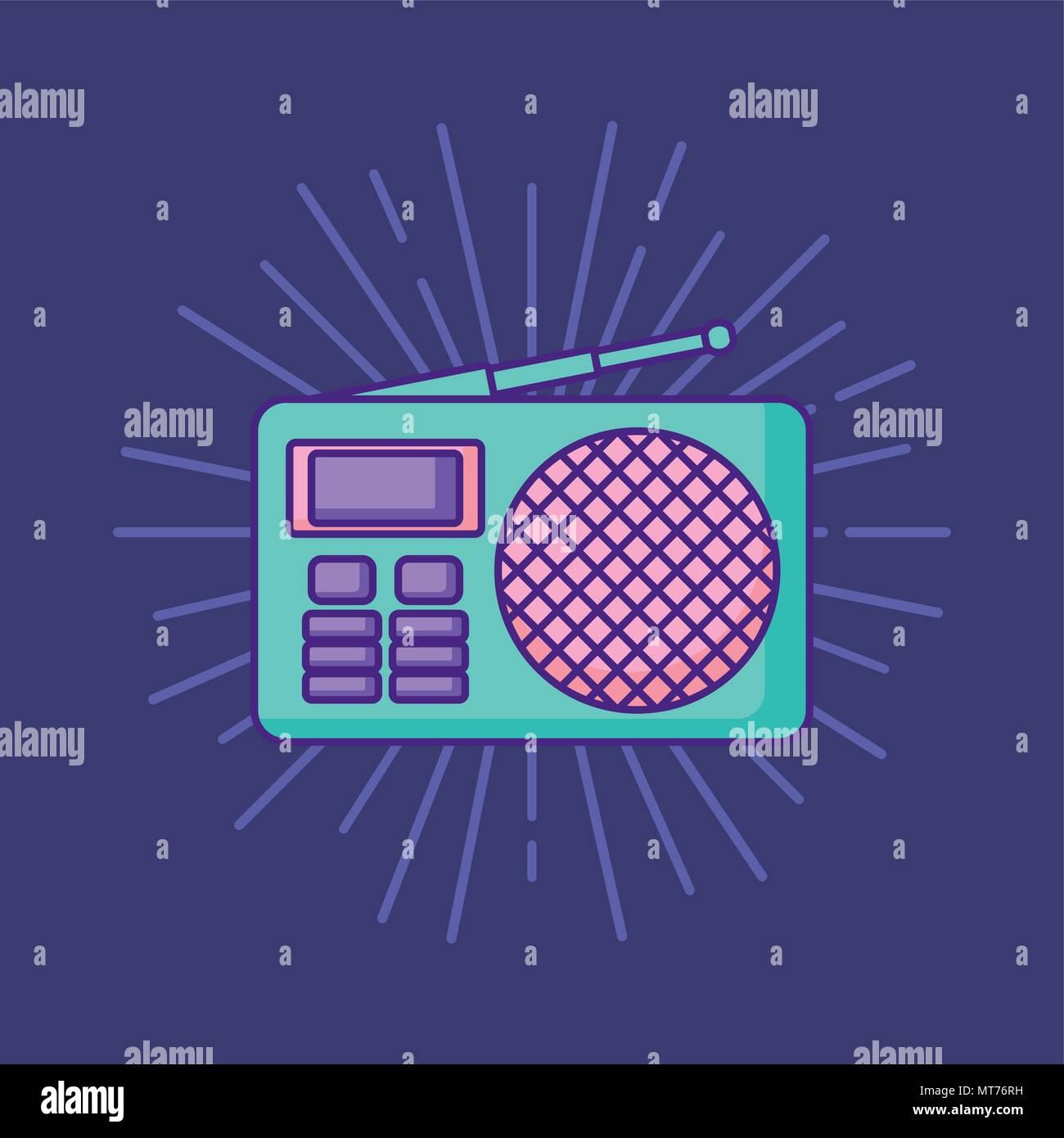 retro radio icon over purple background, colorful design. vector ...