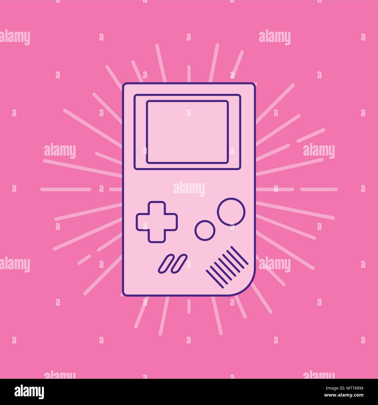 portable videogame icon over pink background, colorful line design ...