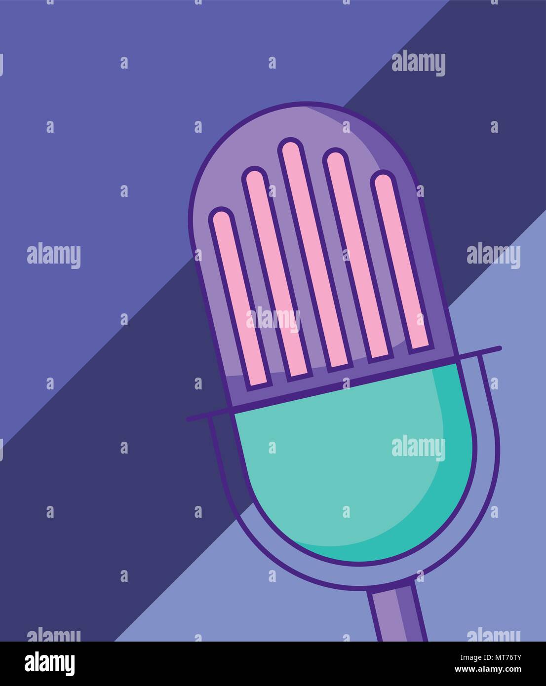 retro microphone icon over purple background, colorful design. vector ...