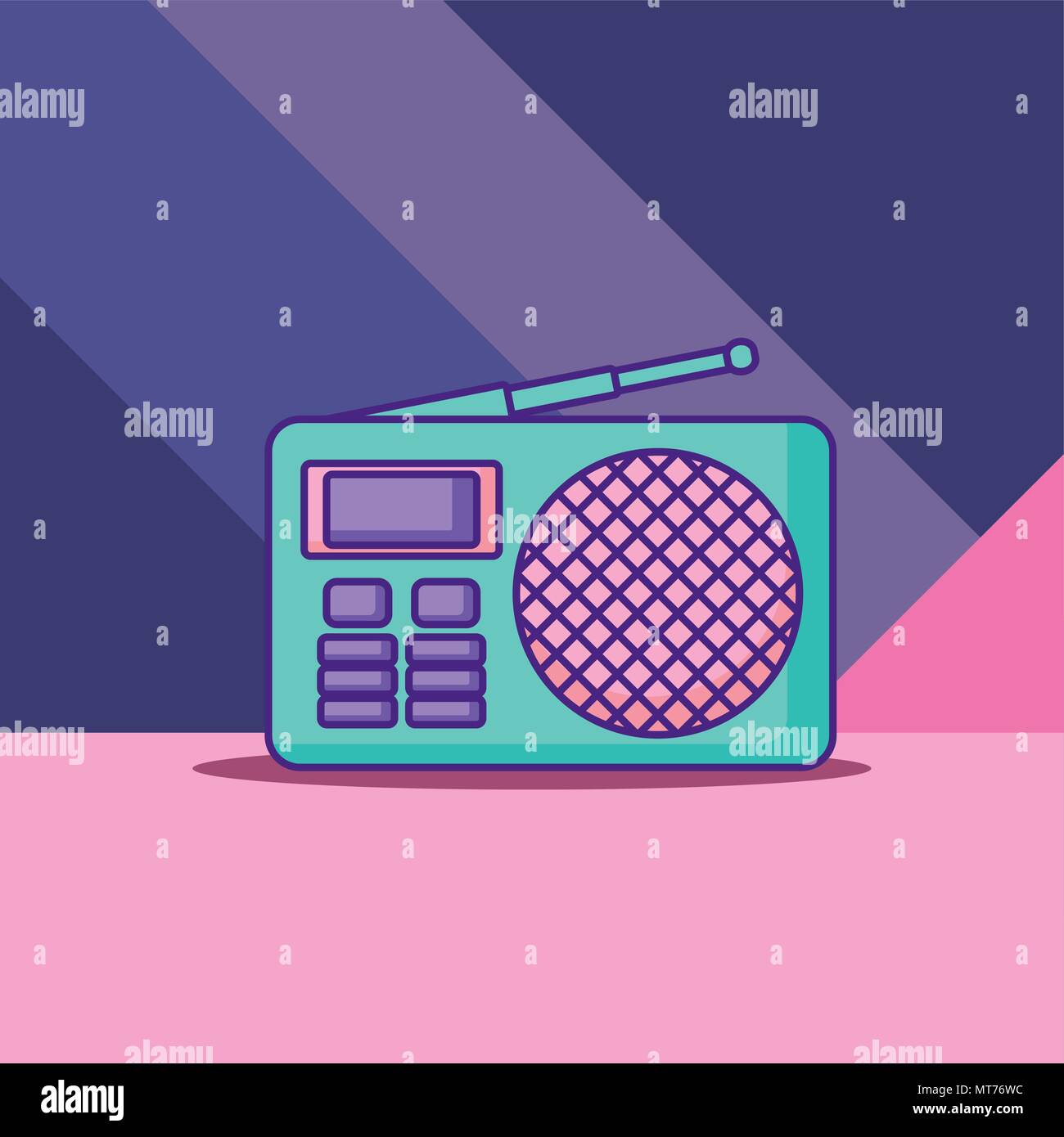 retro radio icon over colorful background, vector illustration Stock ...