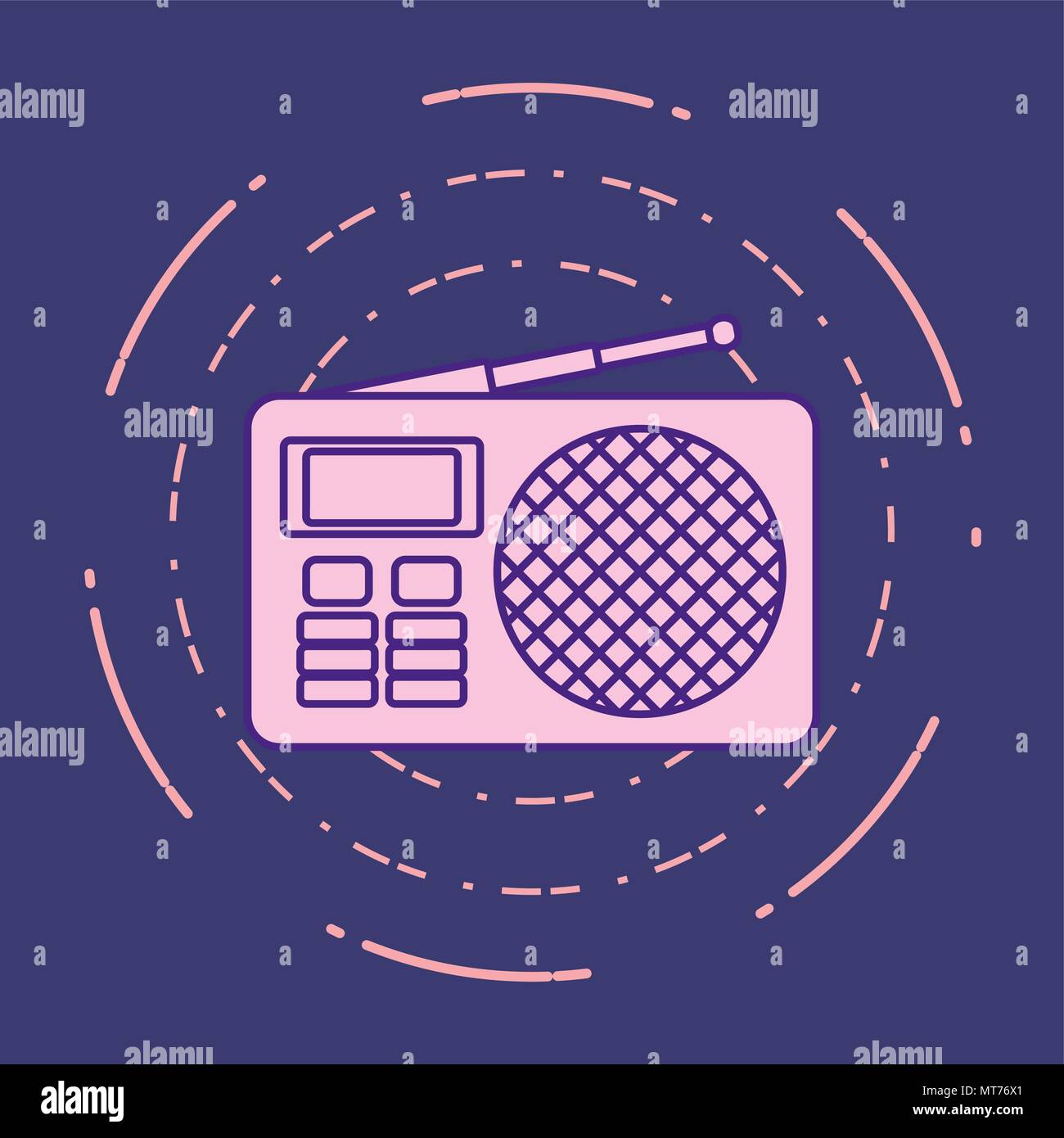 retro radio icon over purple background, colorful design. vector ...