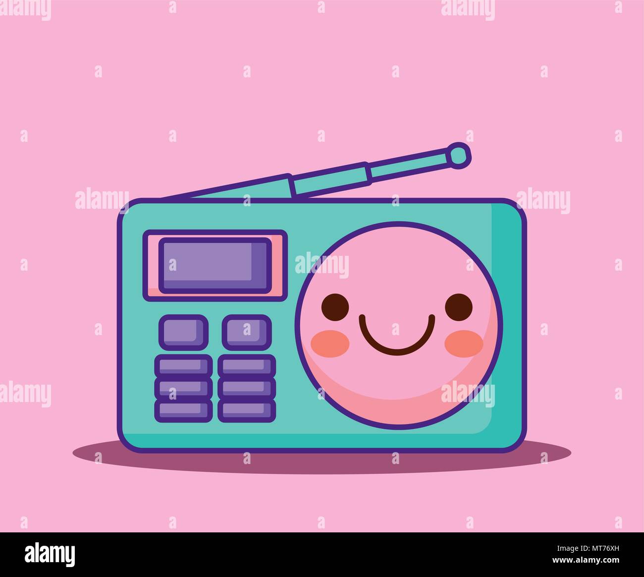 kawaii retro radio icon over pink background, colorful design. vector ...