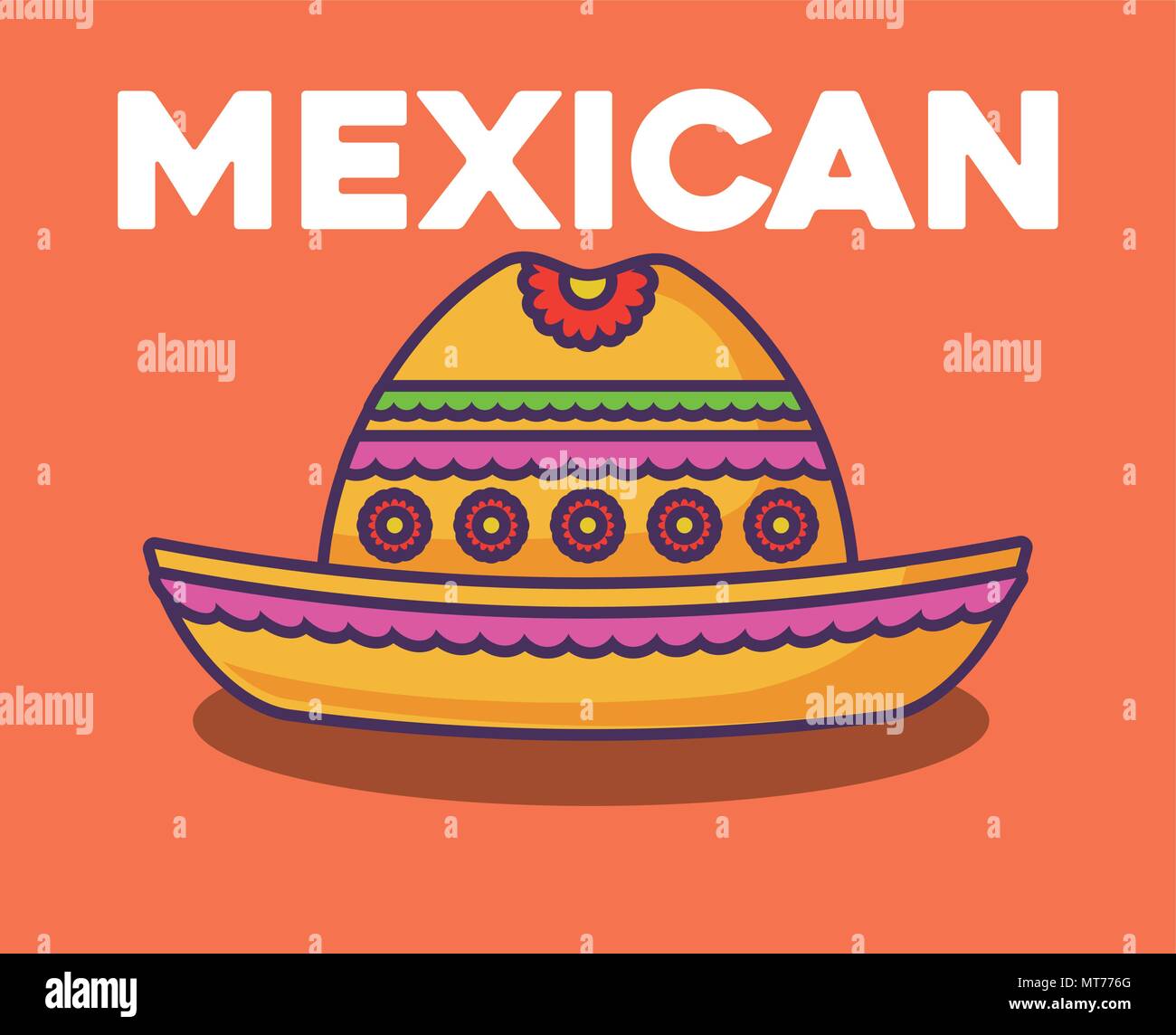 Mexican hat icon over orange background, colorful design. vector ...