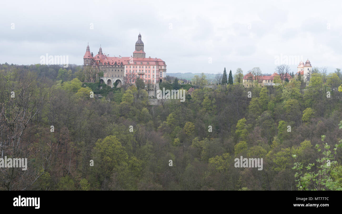 Panorama View of Ksiaz Furstenstein castle near Walbrzych in Poland ...