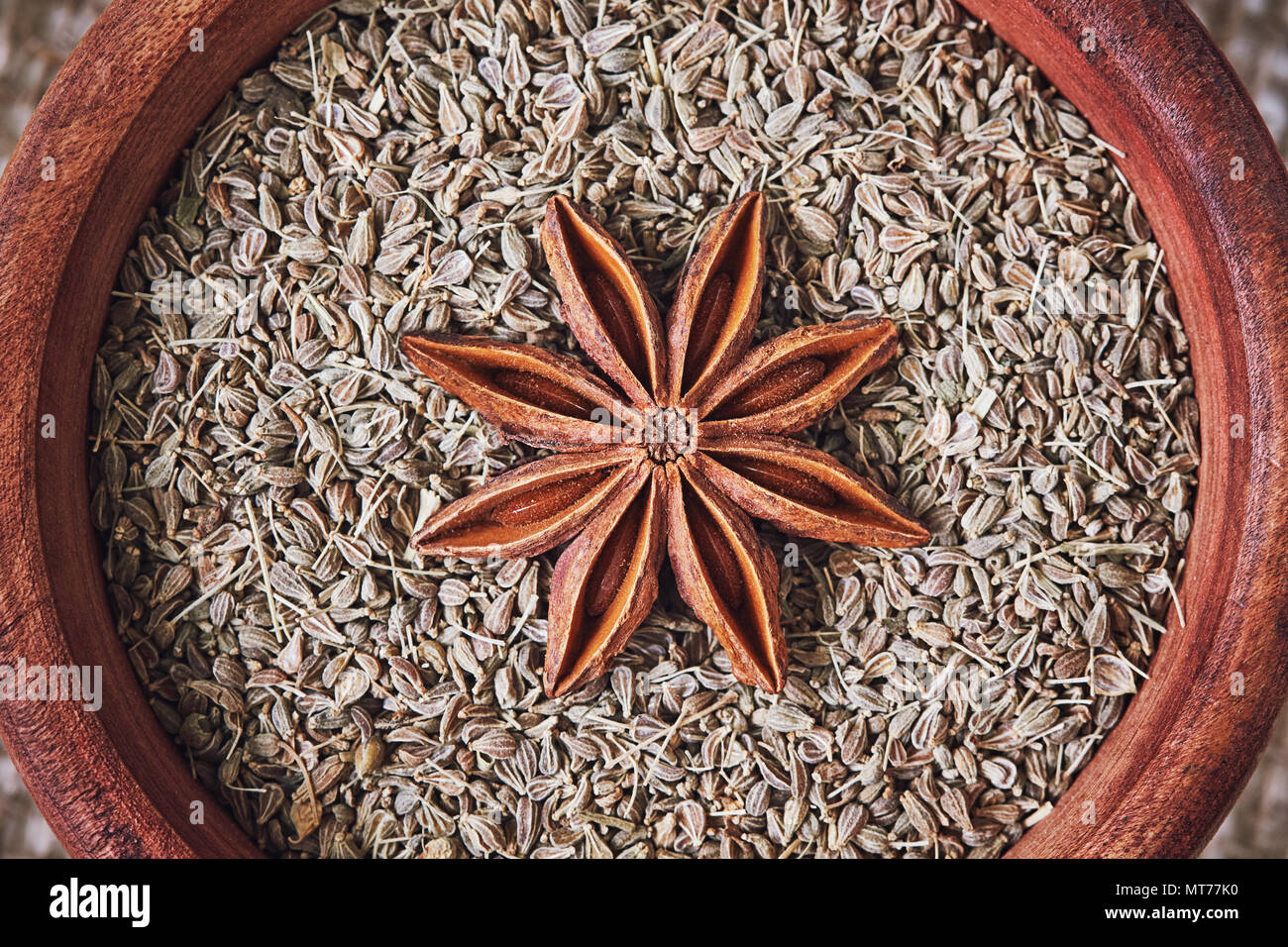Star anise (Illicium verum) and anise seed, also known as aniseed ...