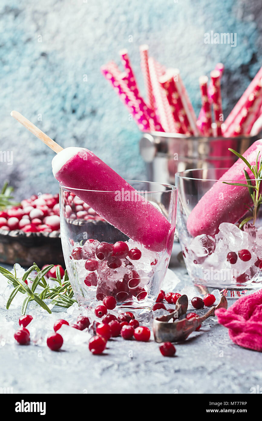 pink cranberry popsicle Stock Photo - Alamy