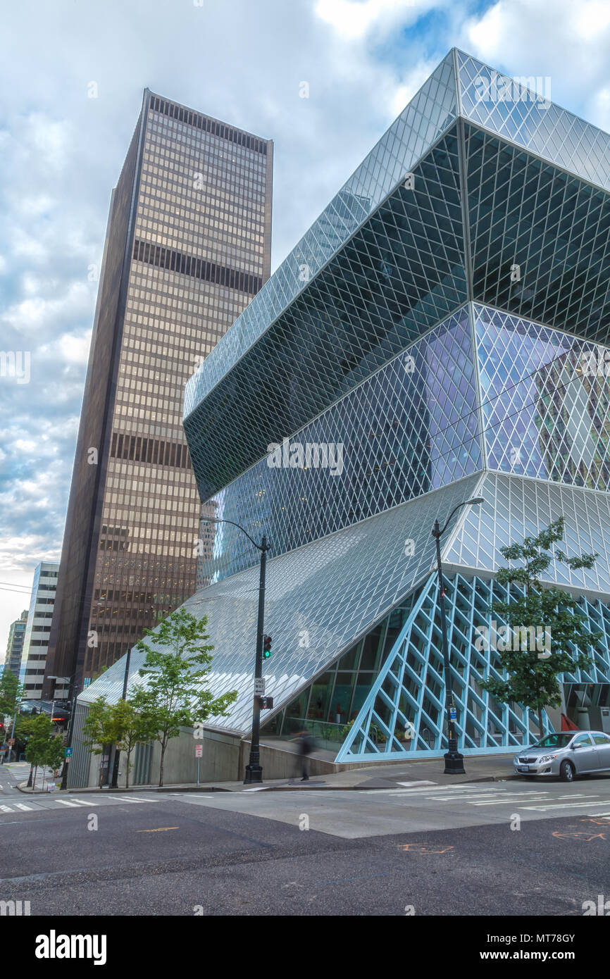 Unique architectural structure of the Seattle Public Library ...
