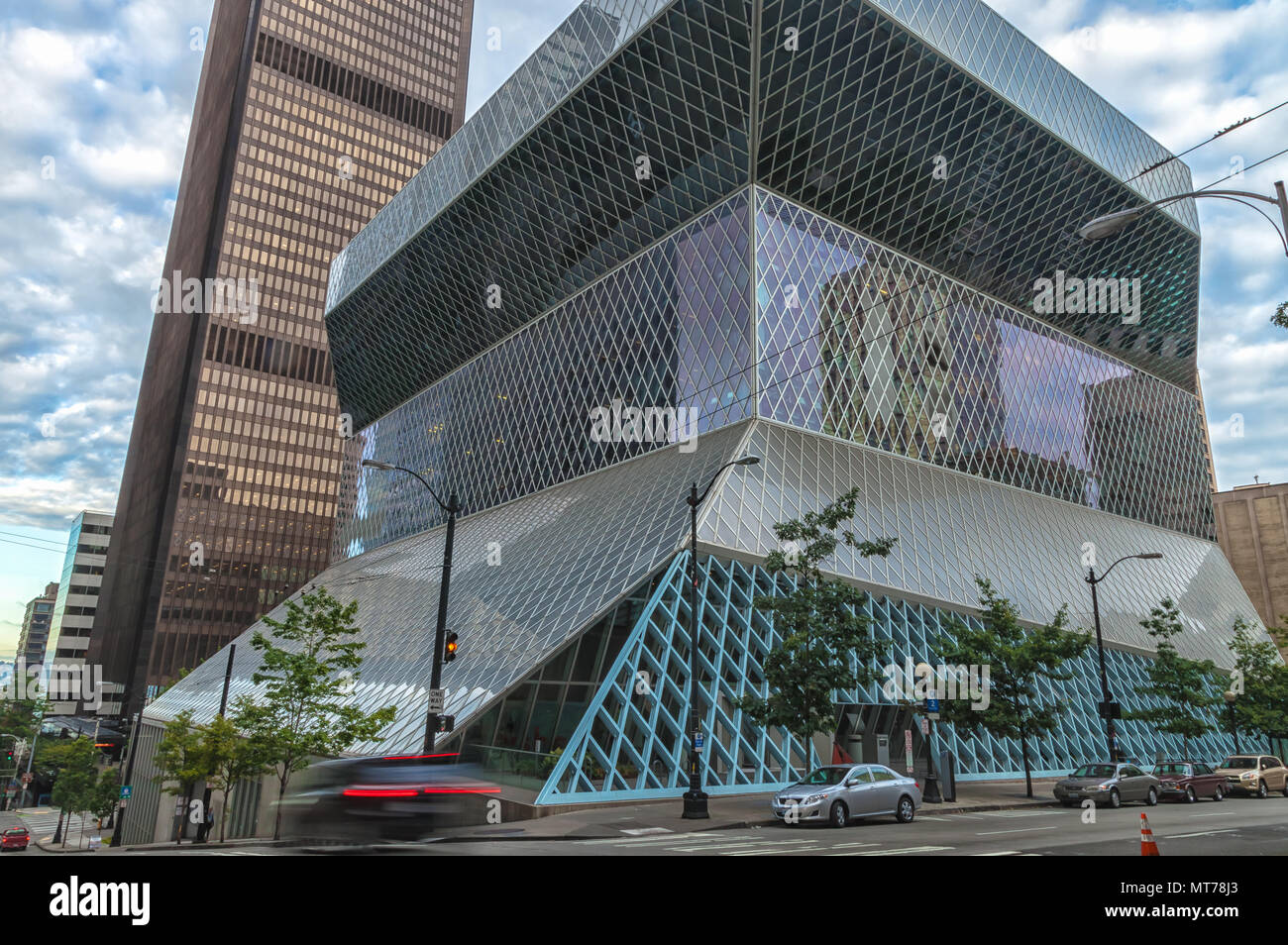 Unique architectural structure of the Seattle Public Library ...