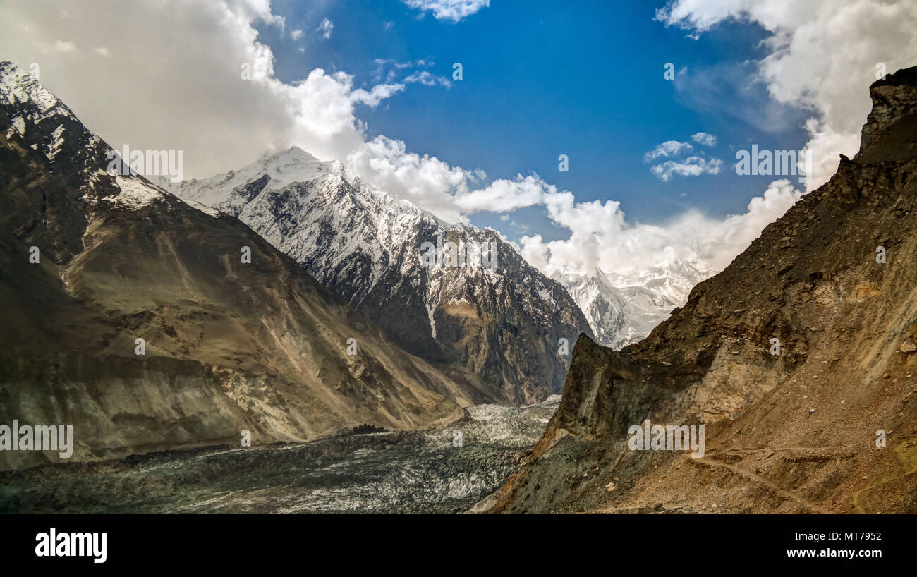 View to Bwaltar Hopar peak and Barpu glacier, Karakorum mountains ...