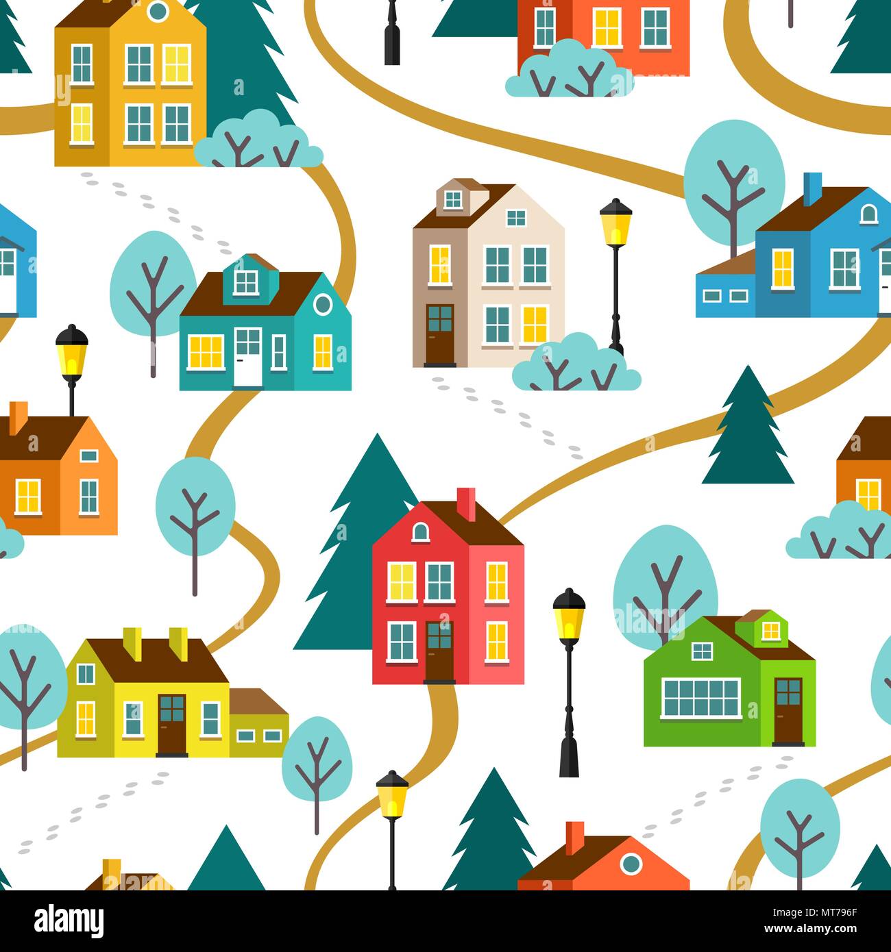 Landscape of town vector seamless pattern Stock Vector Image & Art - Alamy