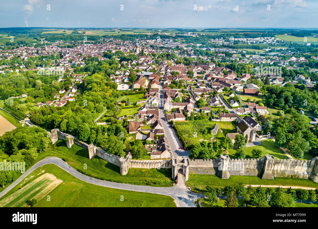 Aerial view of Provins, a town of medieval fairs and a UNESCO World ...