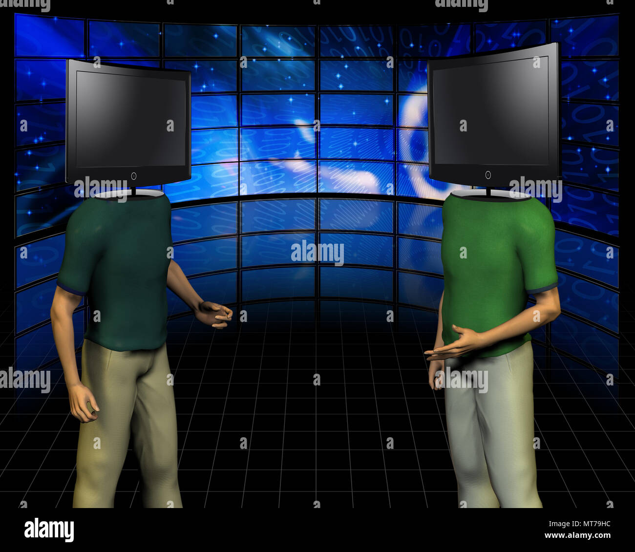 Large flat screen television is set into wall hi-res stock photography ...
