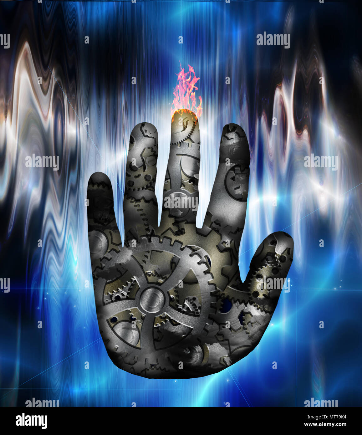 Burning Machine Hand Stock Photo - Alamy