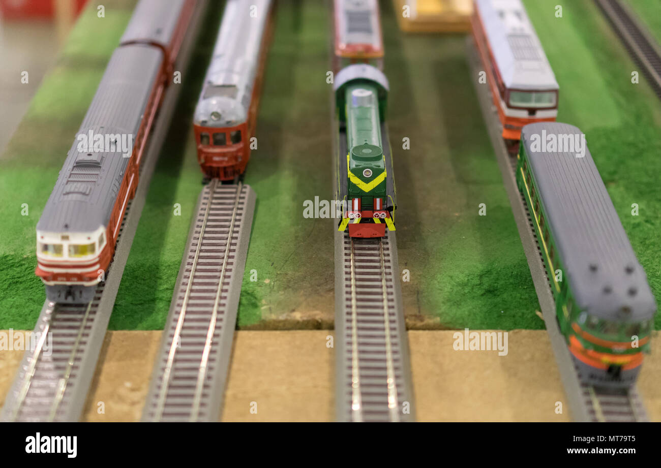 Various soviet train models on exhibition Stock Photo - Alamy