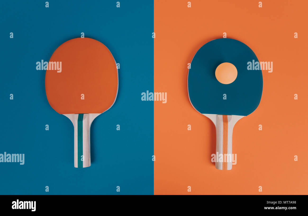Table tennis or ping pong rackets and ball Stock Photo - Alamy