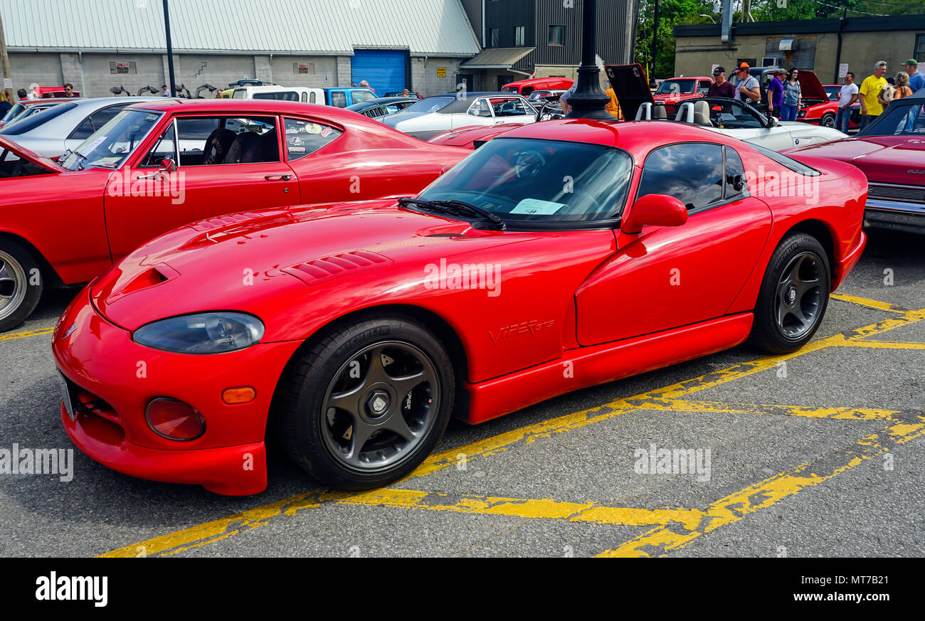Red 1997 Viper GTS,Old vintage cars at antique car exhibition in ...