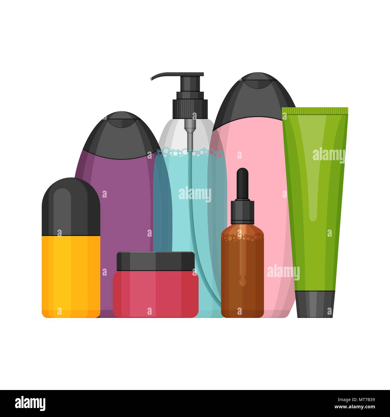 Colorful vector cosmetic bottles set, flat design Stock Vector Image ...