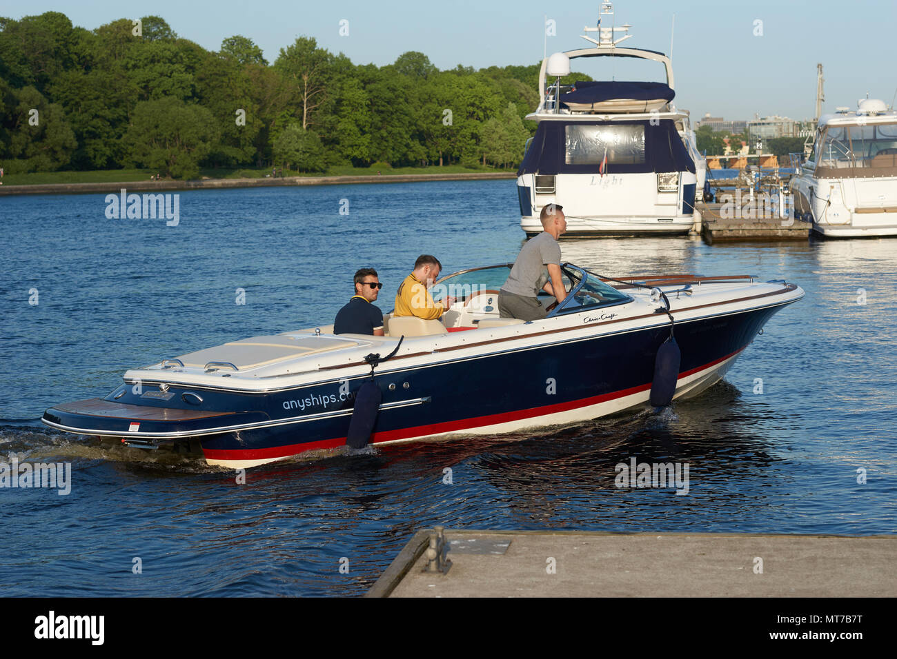 Motor boat on water Stock Photo - Alamy