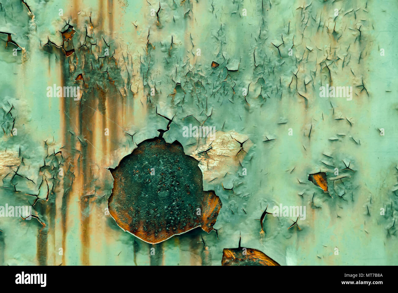 Abstract background peeling and cracked paint of an old rusty train ...