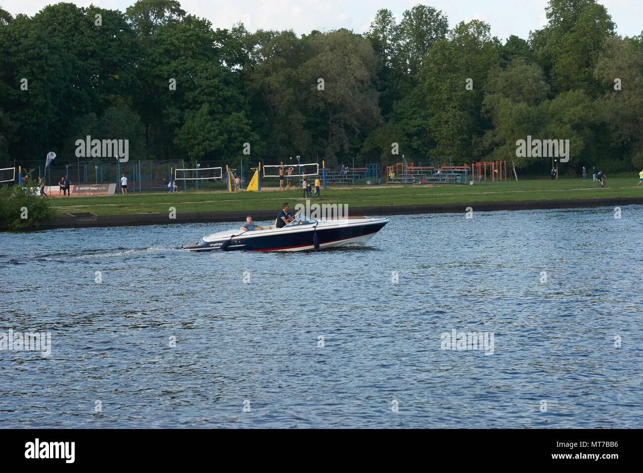 Motor boat on water Stock Photo - Alamy