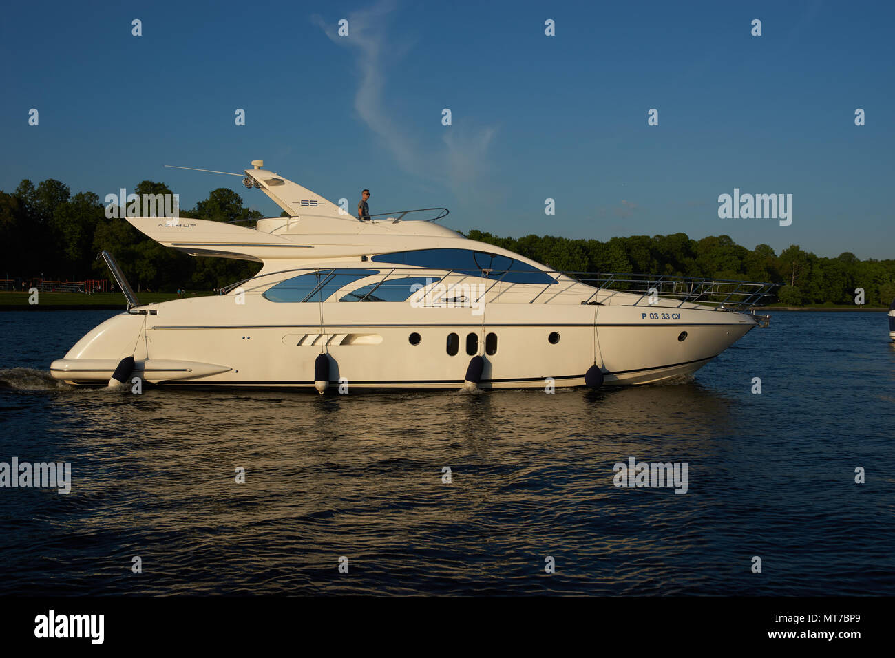 Motor boat on water Stock Photo - Alamy