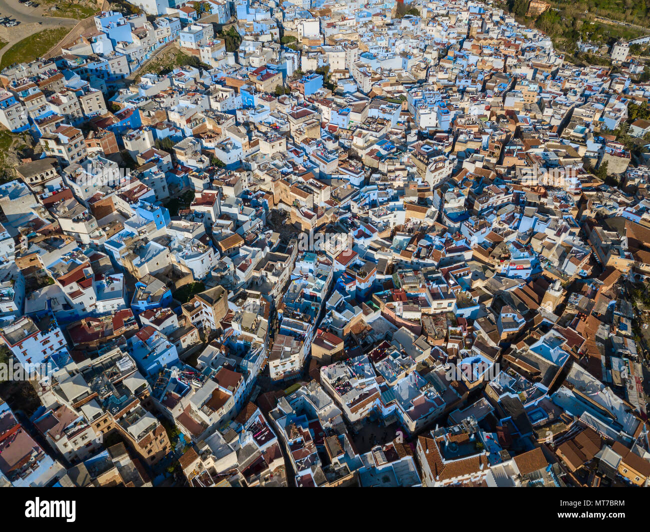 Aerial of famous blue city Chefchaouen Stock Photo - Alamy