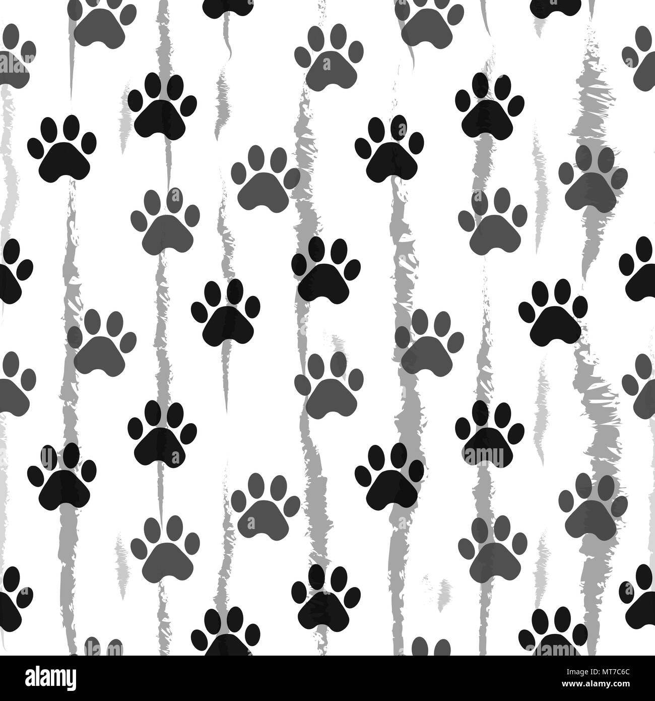 Paw print seamless. Traces of Cat Textile Pattern. Cat footprint ...