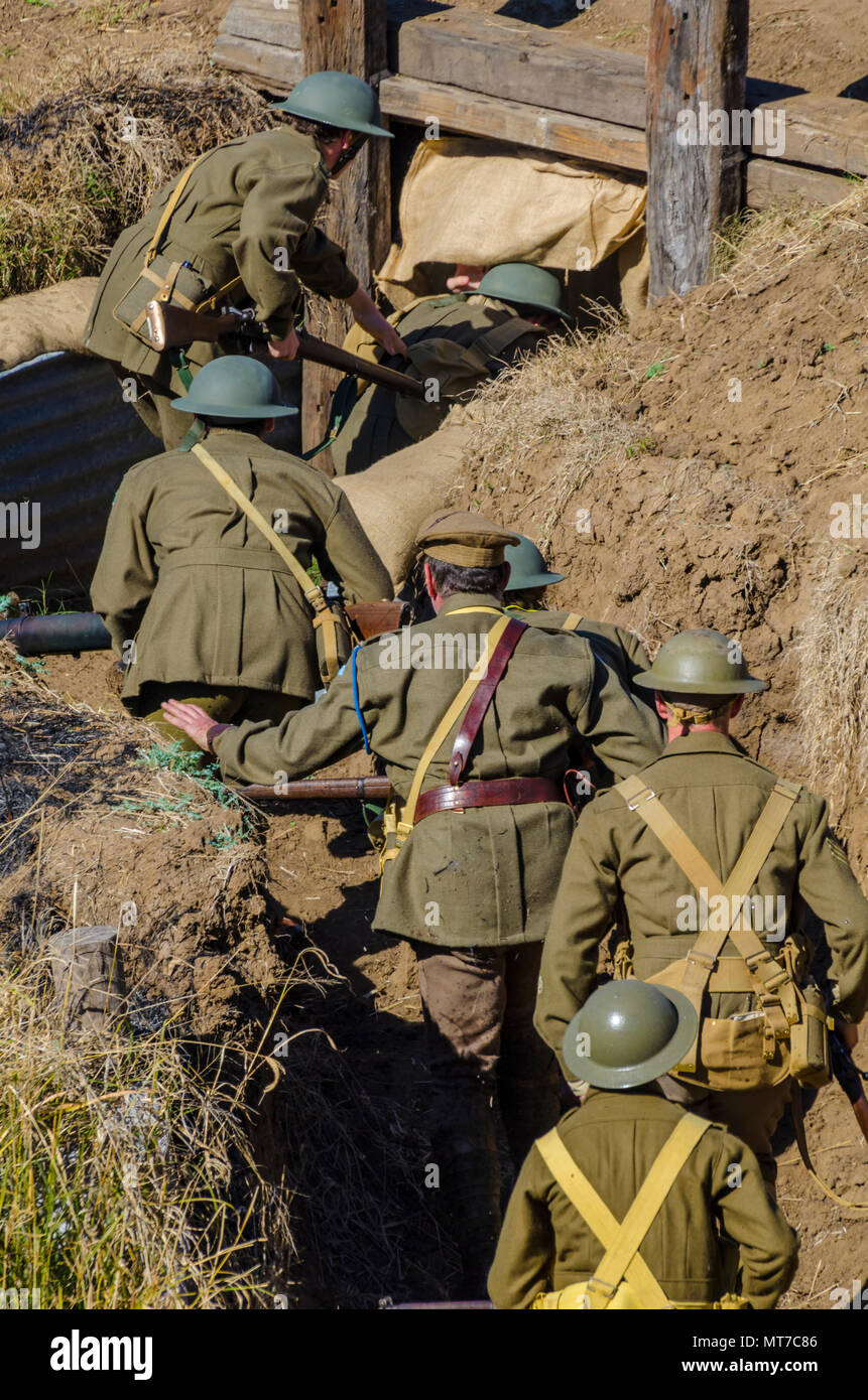Emu Gully 2012, Re-enactment, Queensland, Australia Stock Photo - Alamy