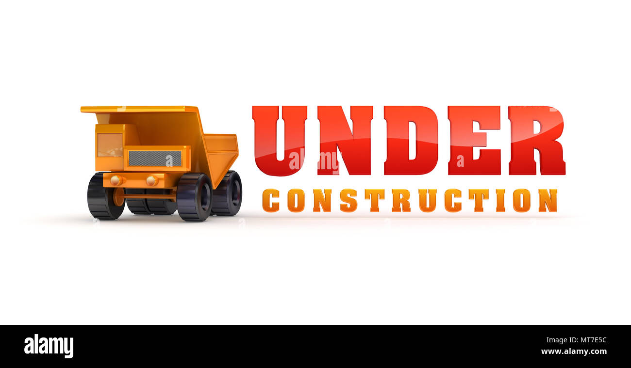 Under construction theme with big truck for web designers Stock Photo ...