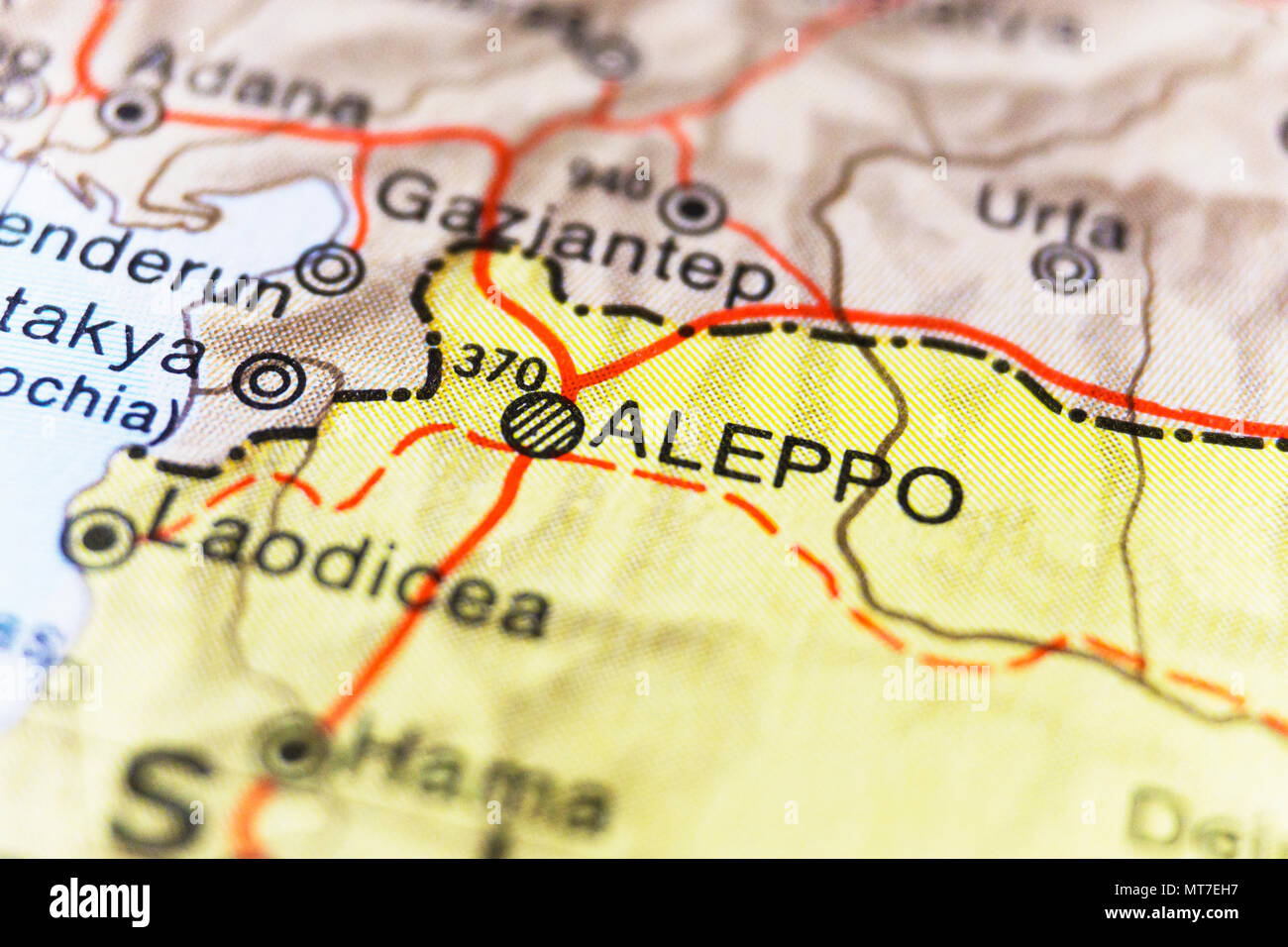 Aleppo map. A close up shot of Aleppo. Travel concept. Photo stock ...