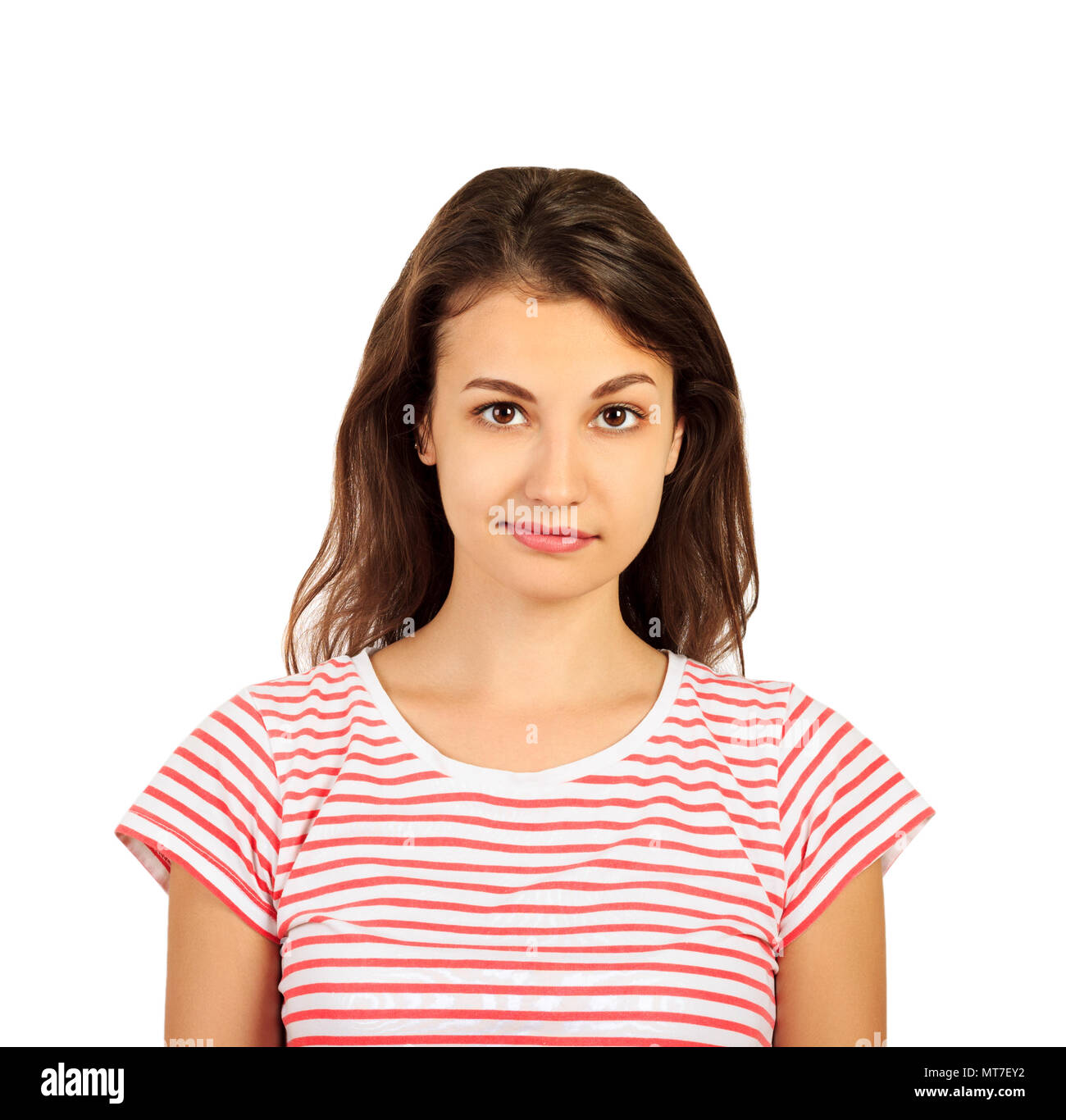 Portrait Of Young Beautiful Cute Cheerful Girl Smiling Looking At