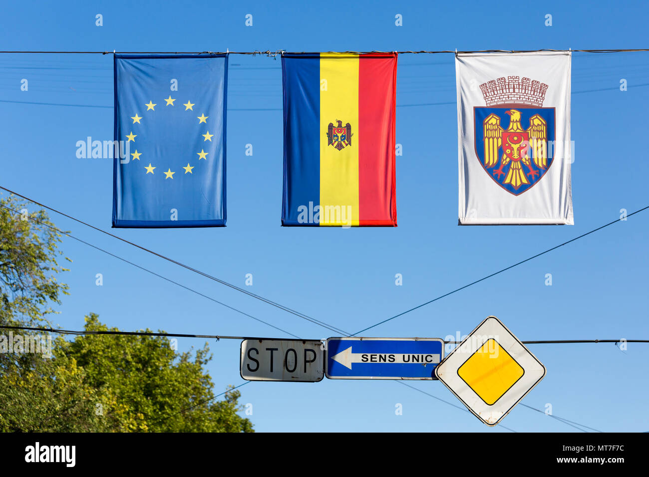 Chisinau, Moldova flag and EU flag Stock Photo - Alamy