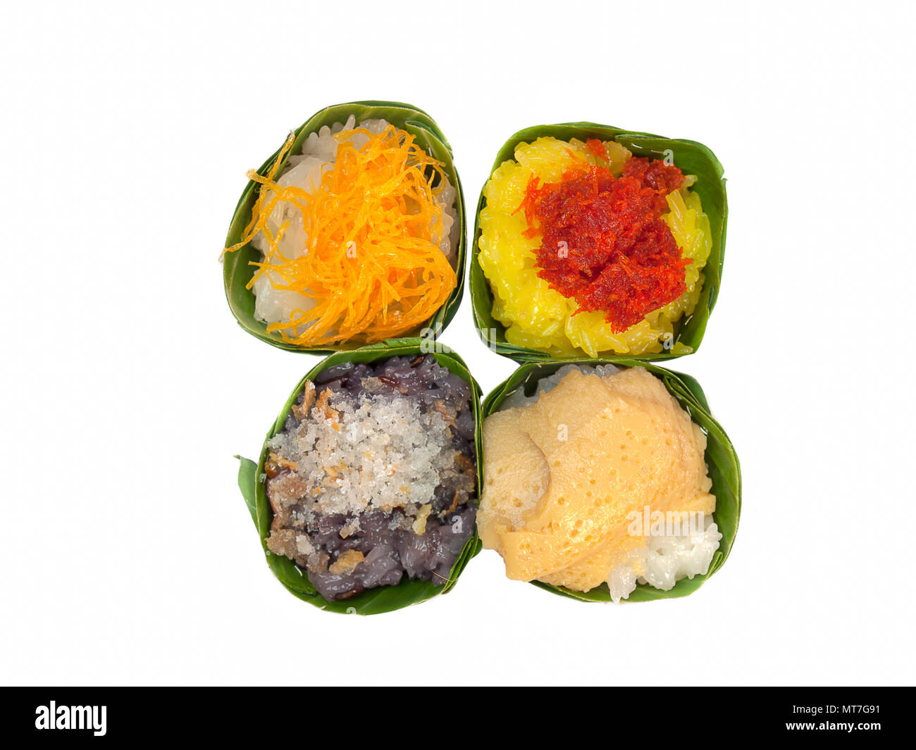 Sweet sticky rice with shrimp topping , and others Stock Photo - Alamy