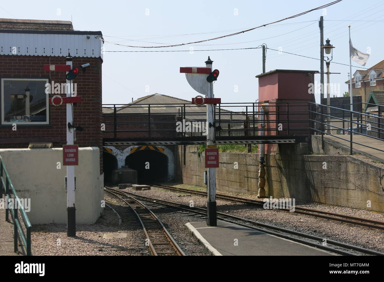 Photo of the signals, tracks, tunnel and bridge at New Romney station ...