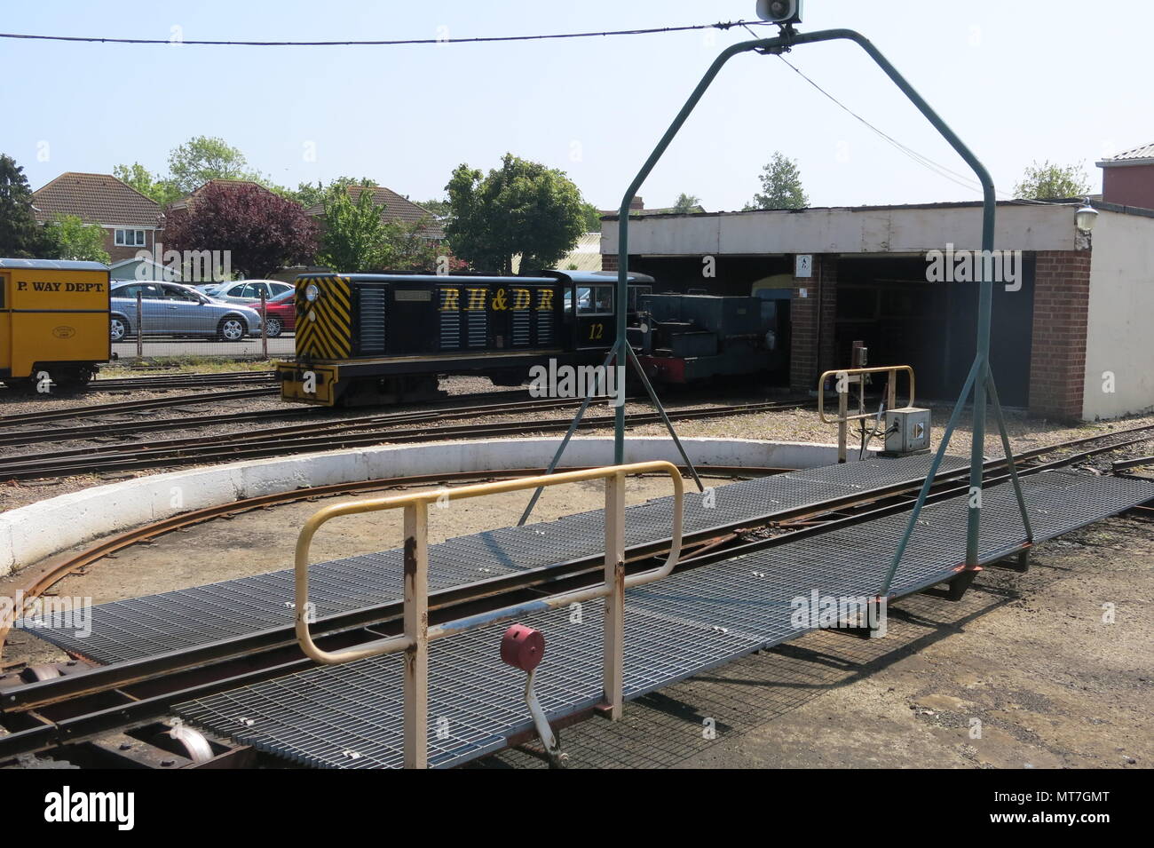 A view of the turntable at New Romney station for the steam engines on ...