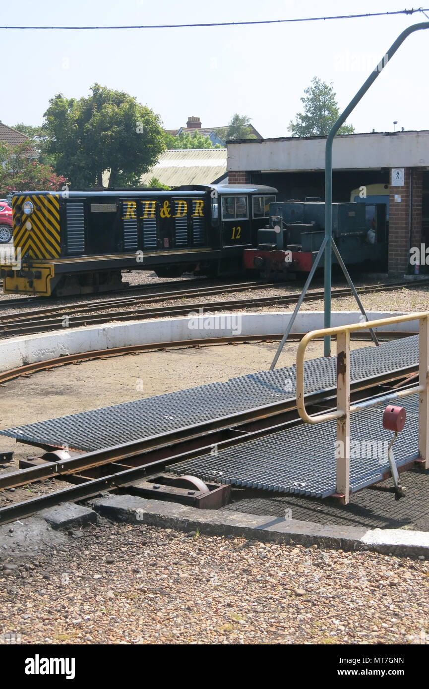 A view of the turntable at New Romney station for the steam engines on ...
