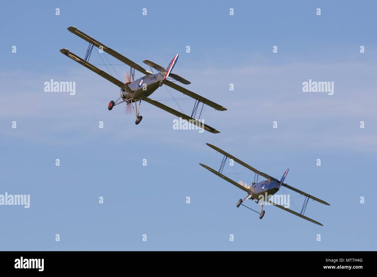 1928 Hawker Tomtit flying in formation with a 1931 Avro 621 Tutor at ...