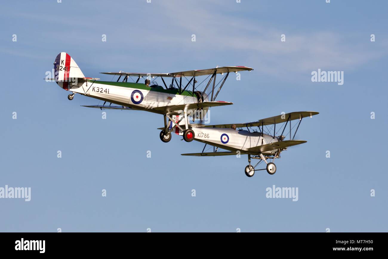 1928 Hawker Tomtit flying in formation with a 1931 Avro 621 Tutor at ...
