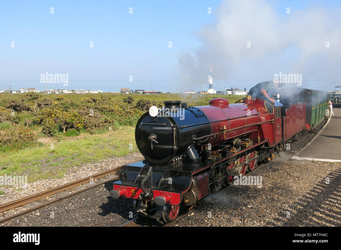 Steam locomotive Hercules in its fine red livery on the Romney, Hythe ...