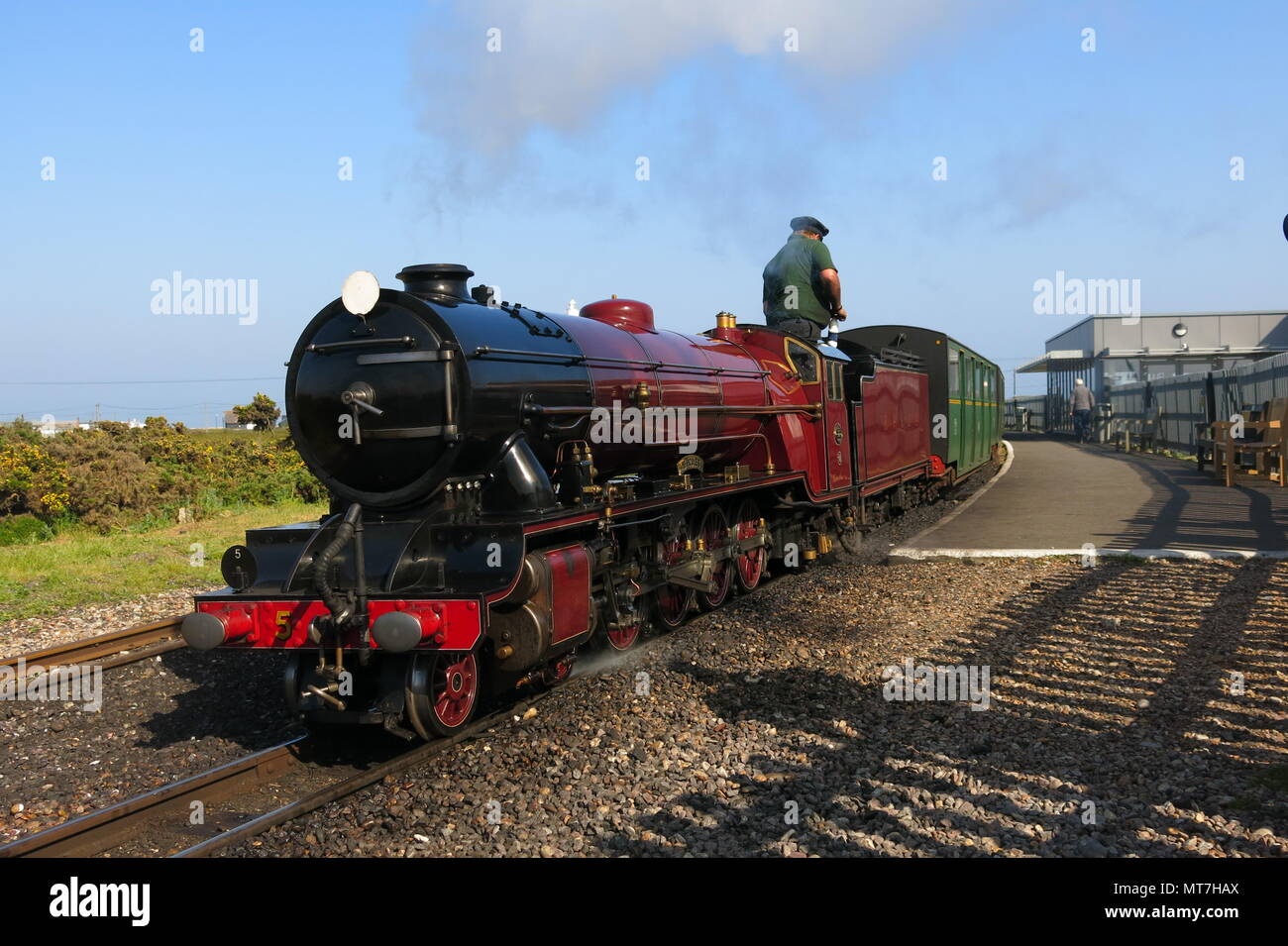 Steam locomotive Hercules in its fine red livery on the Romney, Hythe ...