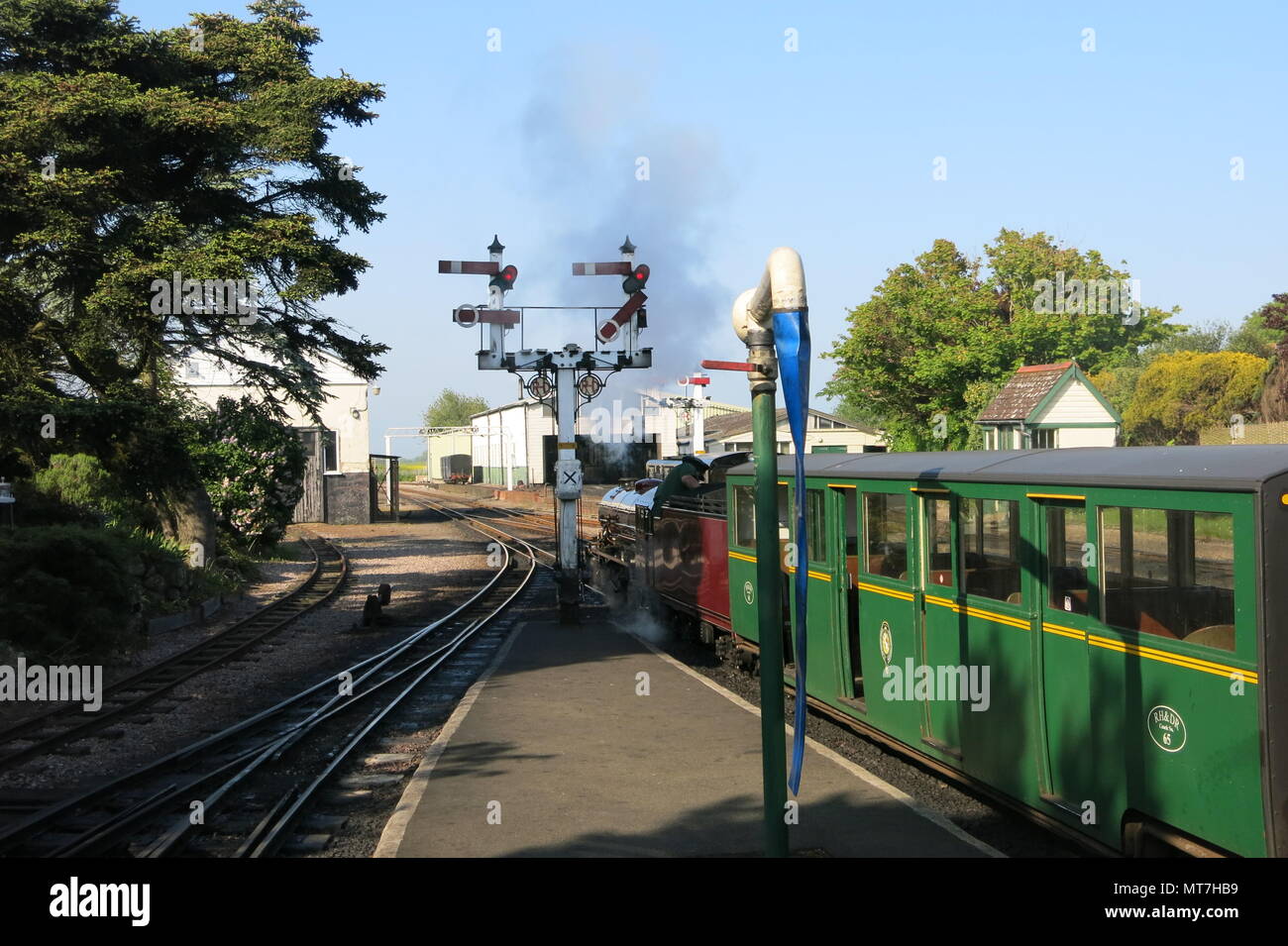 Steam locomotive Typhoon comes into New Romney station on the Romney ...