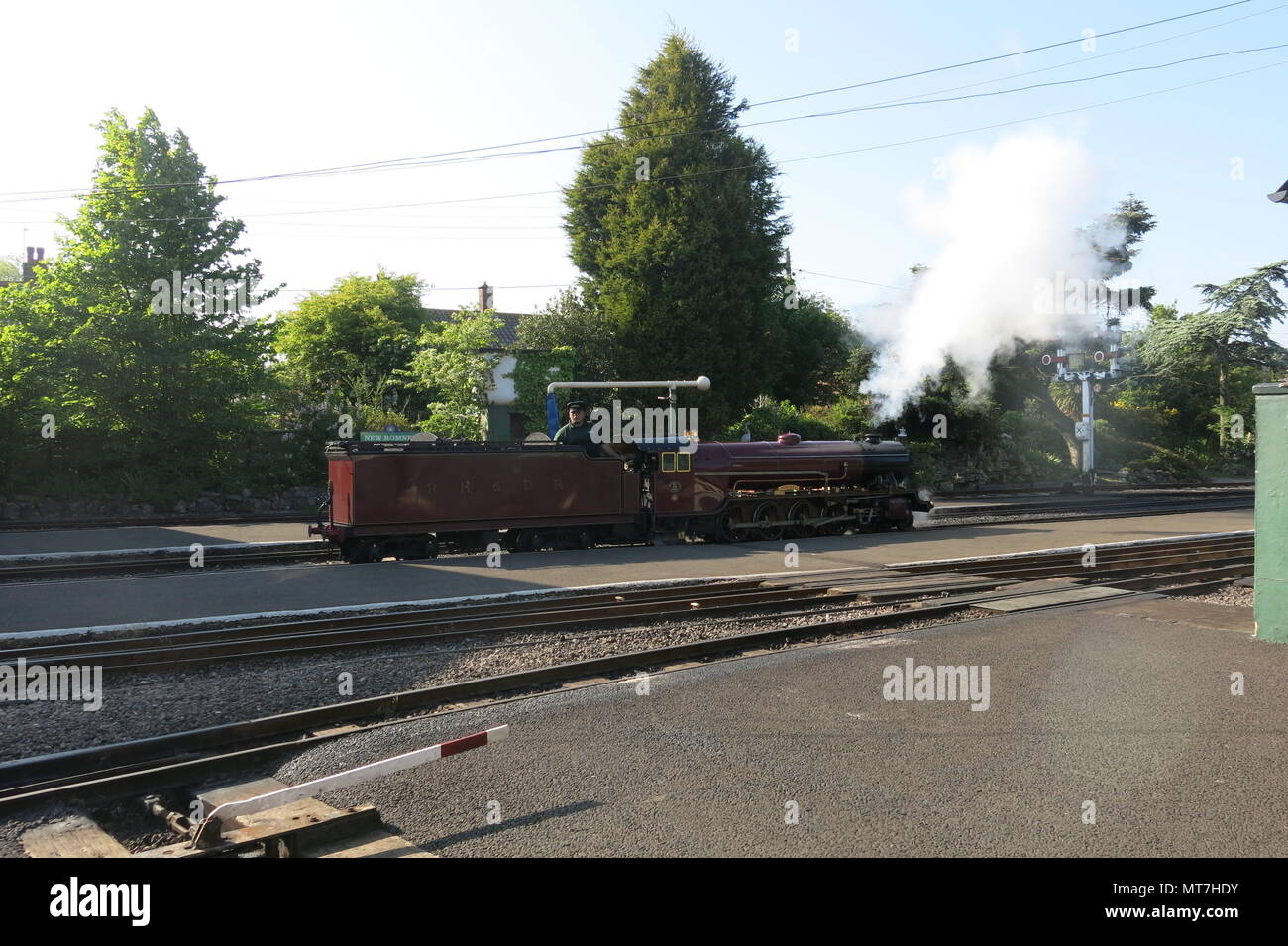 The steam locomotive Hercules arriving at New Romney station: Romney ...