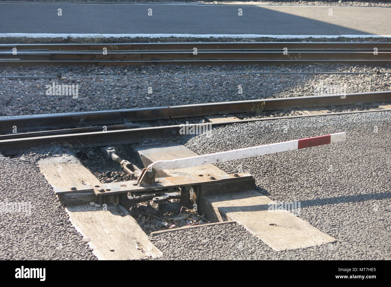 A close-up of the points and tracks at New Romney station; Romney ...