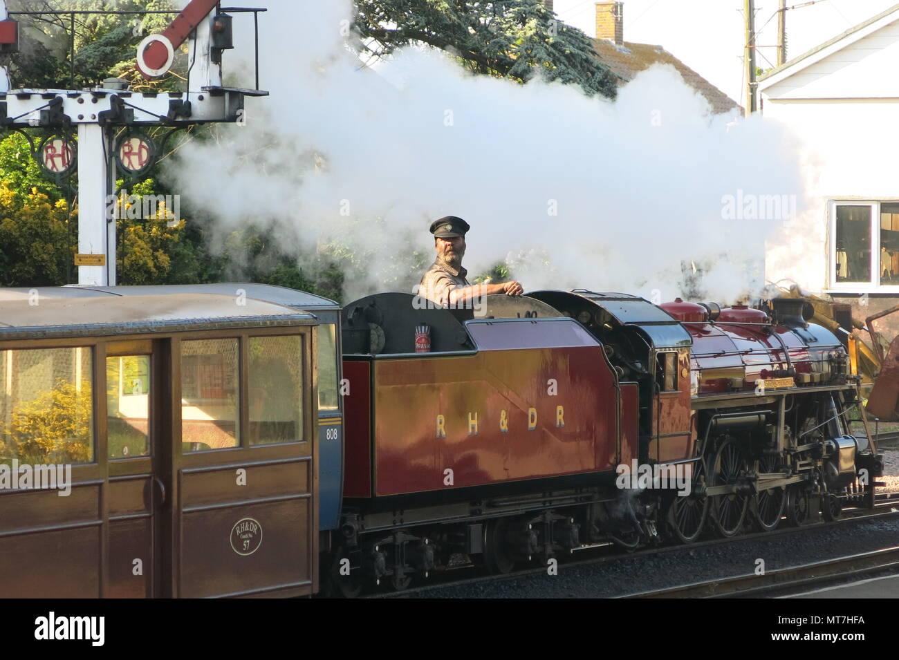 Steam engine Winston Churchill is shunted up and down the track at the ...