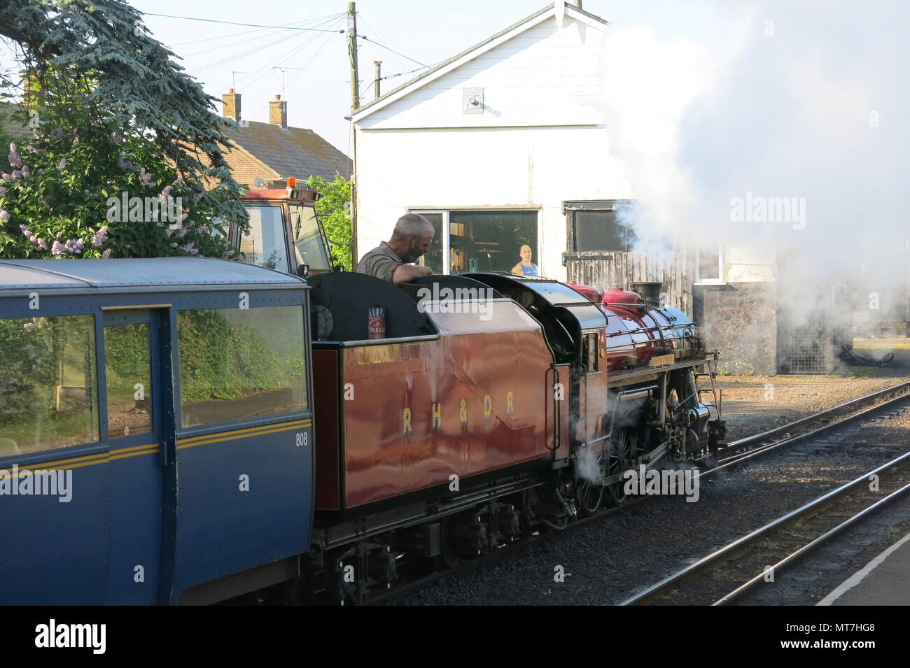 Steam engine Winston Churchill is shunted up and down the track at the ...